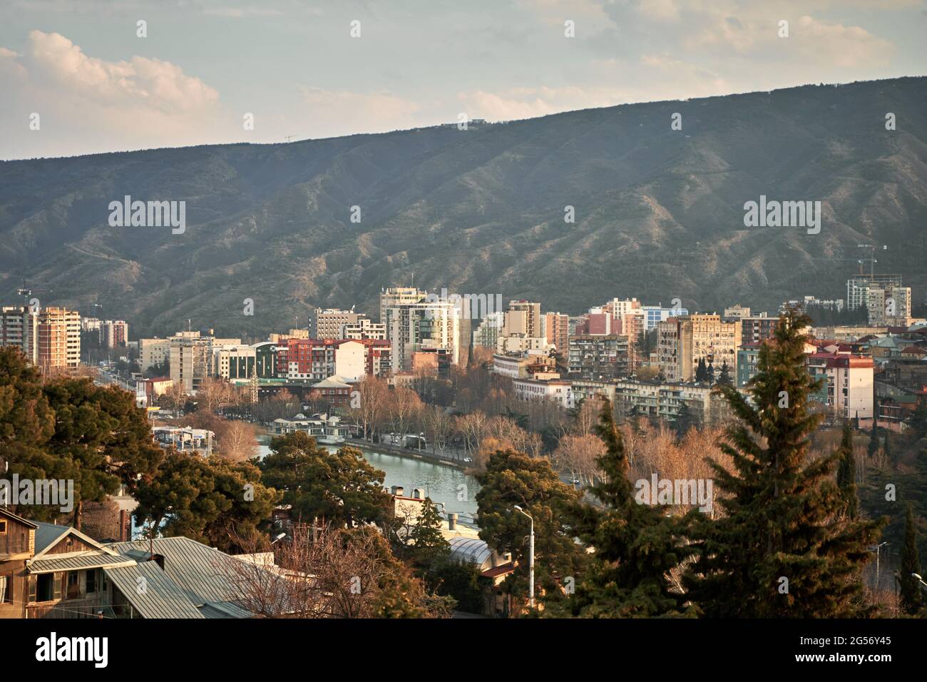 City landscape, architecture of Tbilisi. The capital of Georgia. Big ...