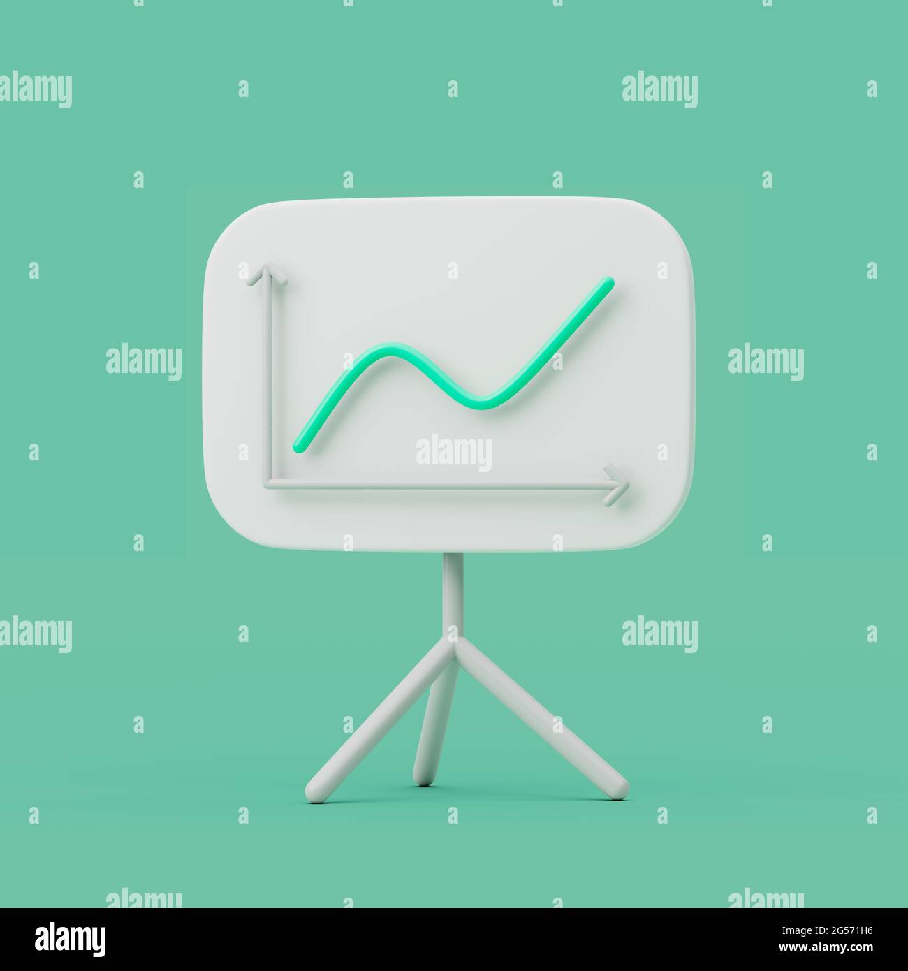 Up graph line on white board. Simple 3d render illustration on pastel ...