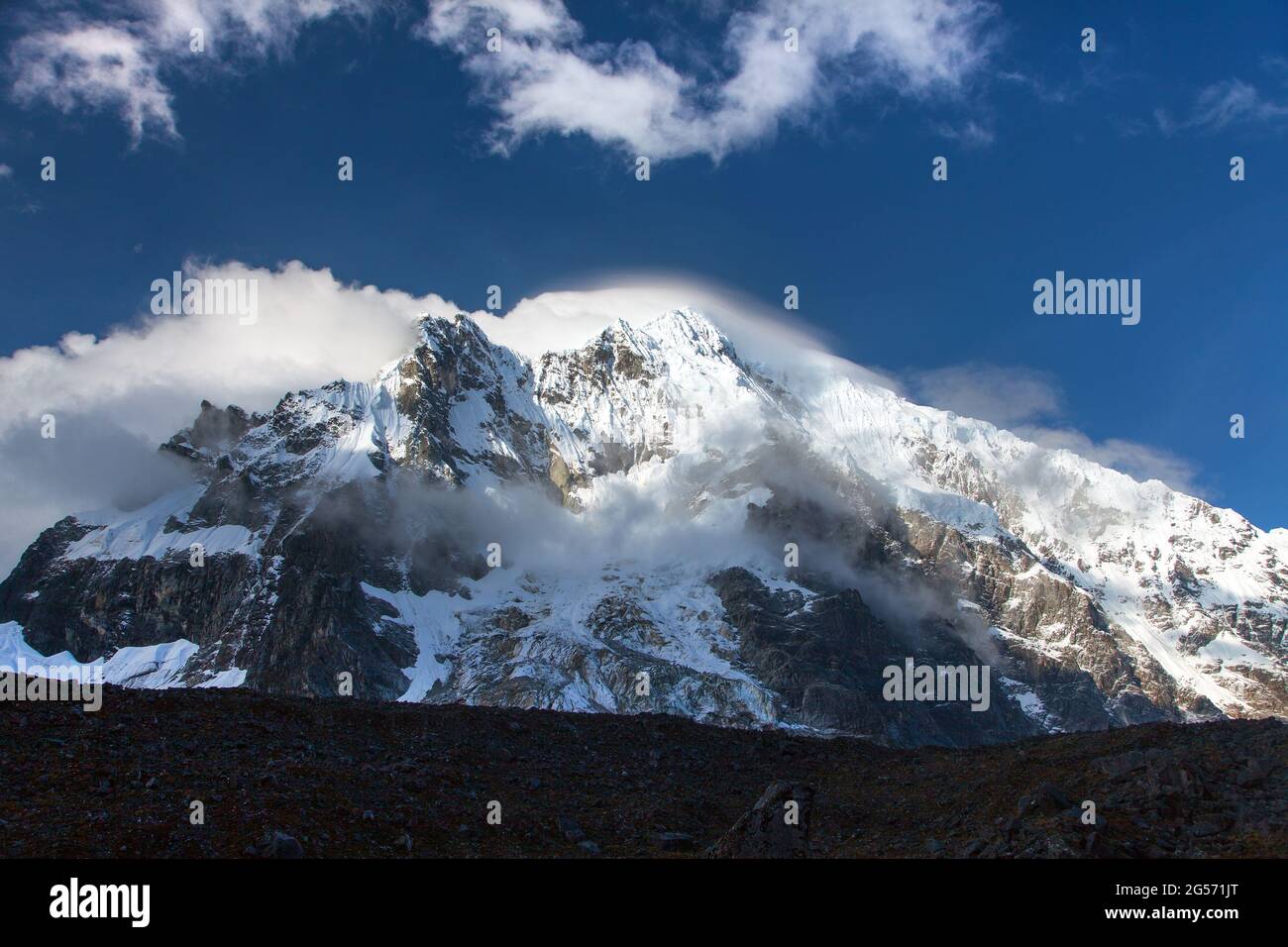 Evening view of mount Salkantay, Salcantay trek in the way to Machu ...