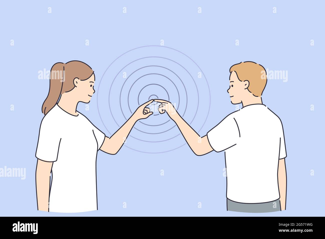 Business connections, web template, header concept. Young man and woman ...