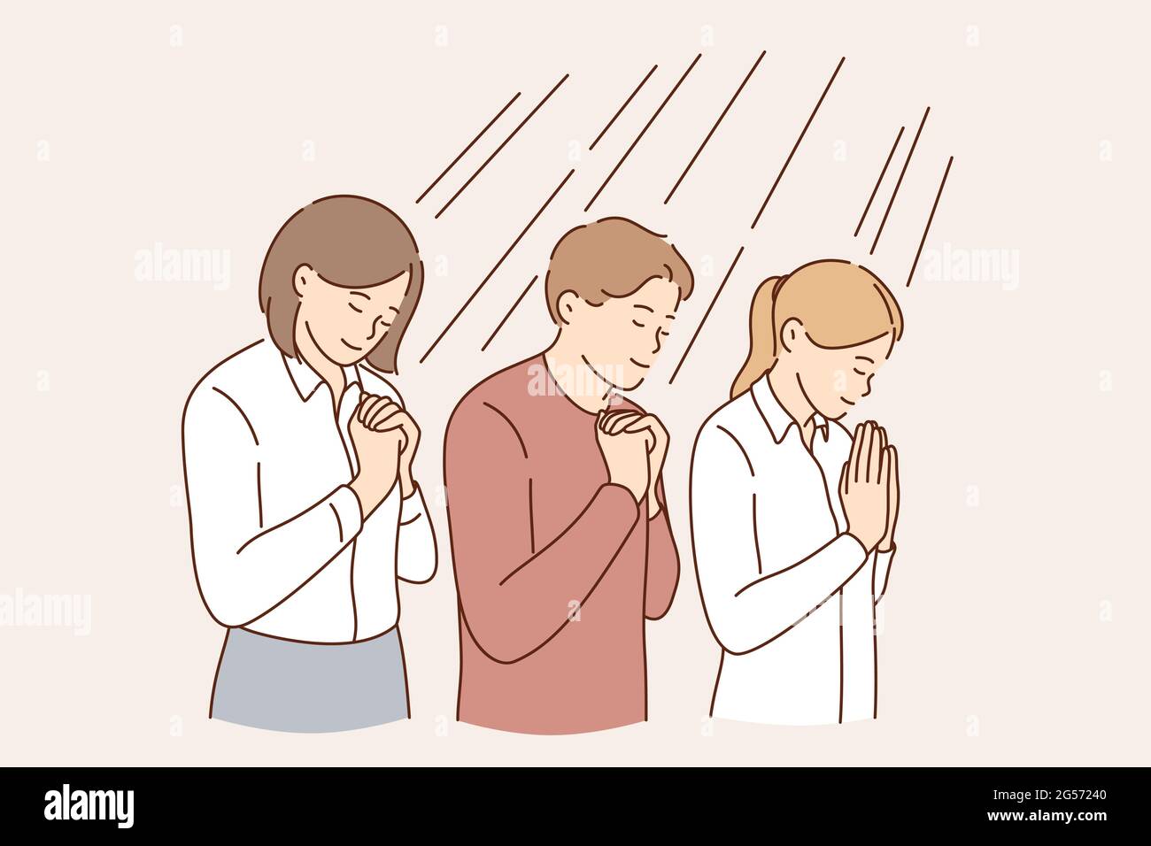 Business hope and pray concept. Group of positive calm business people ...