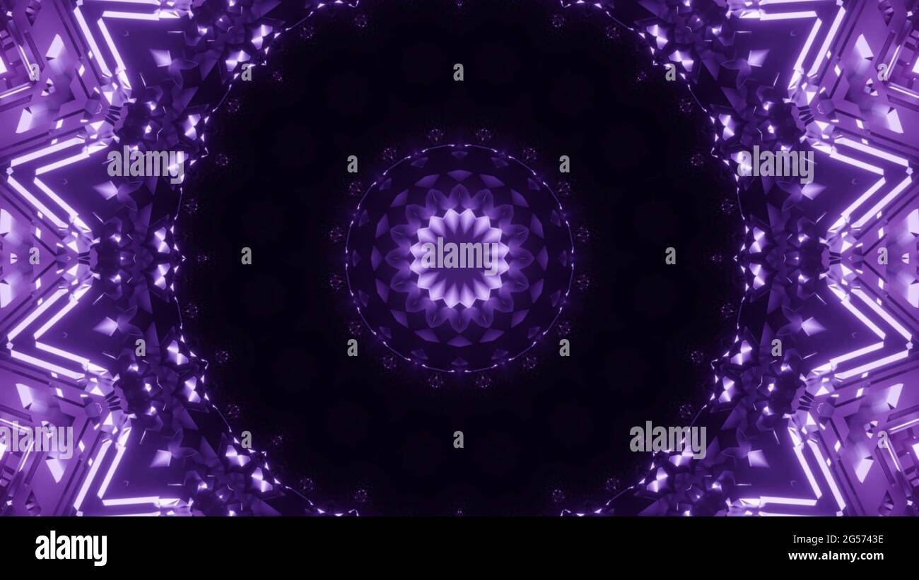 Vibrant kaleidoscopic illustration in bright purple and black colors ...