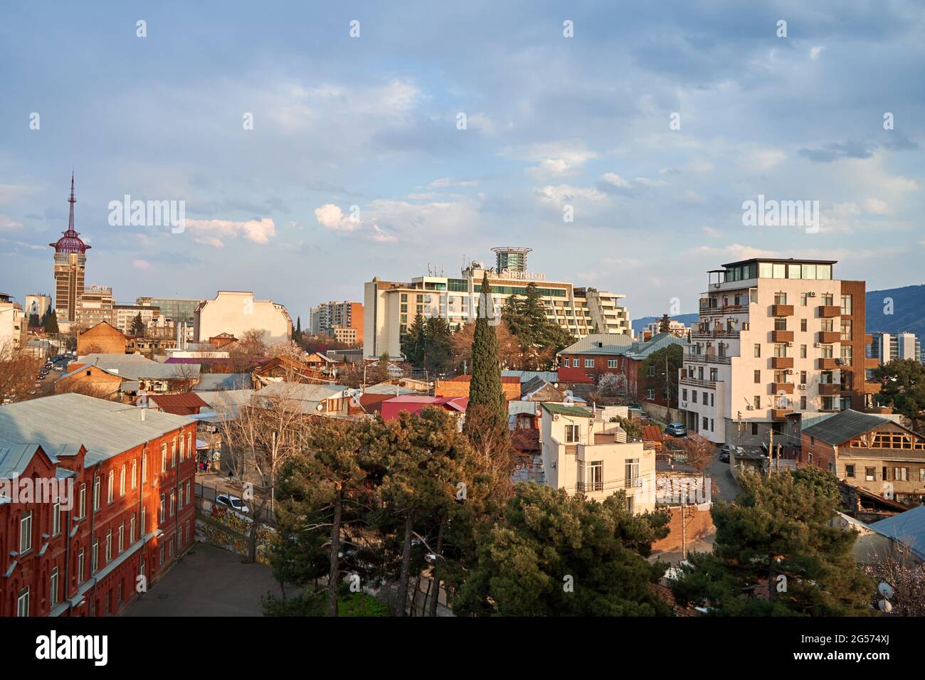City landscape, architecture of Tbilisi. The capital of Georgia. Big ...
