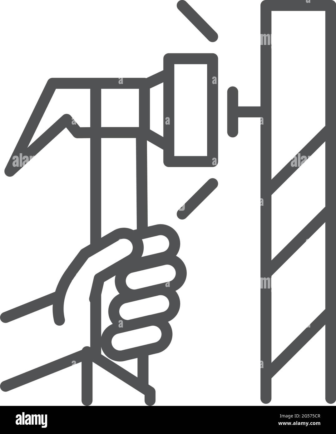 hammering a nail into wood Stock Vector Image & Art - Alamy