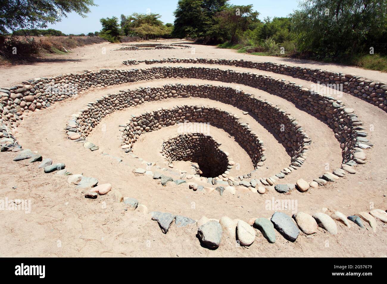 Cantalloc Aqueduct in Nazca or Nazca town, spiral or circle aqueducts ...