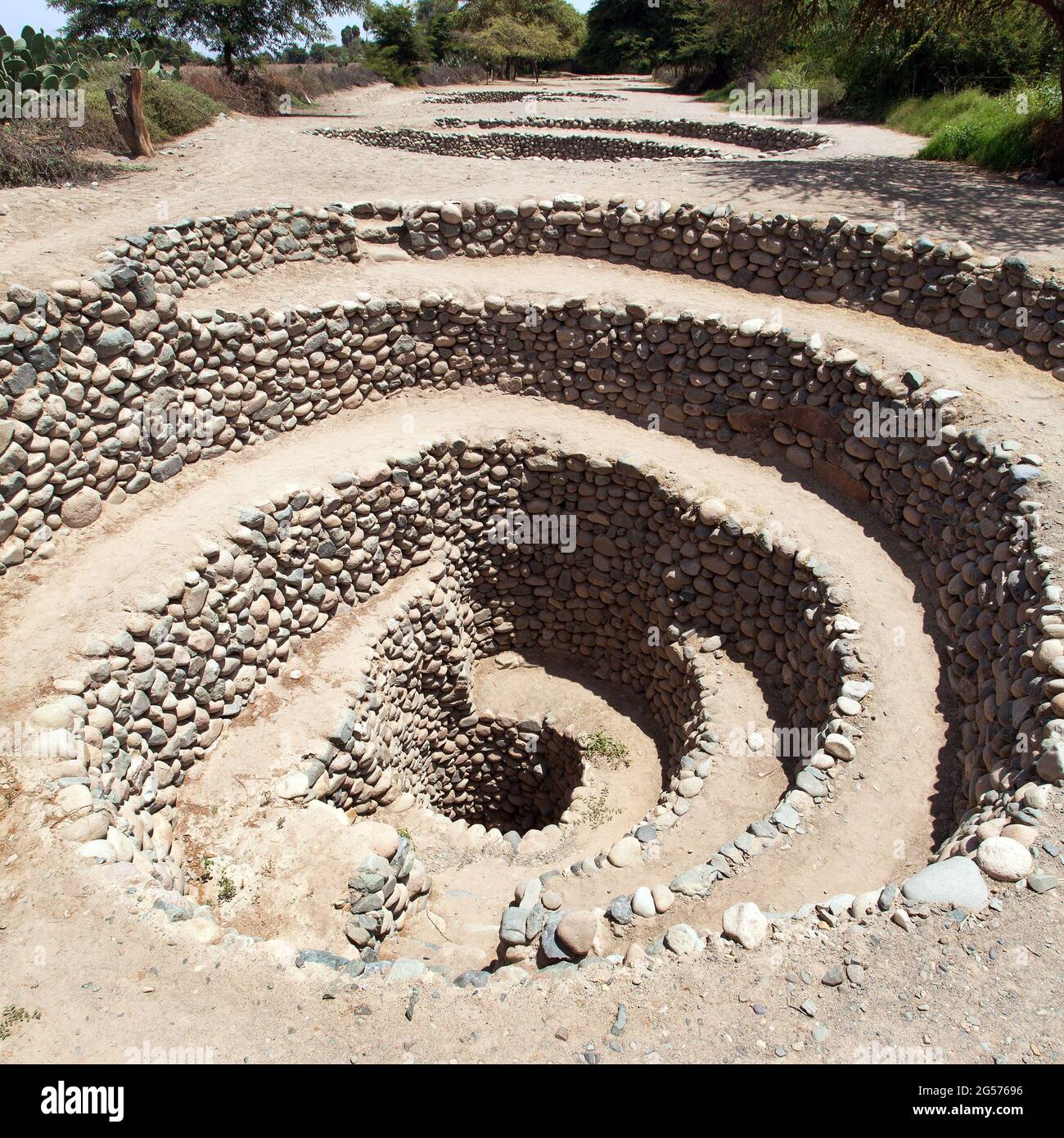 Cantalloc Aqueduct in Nazca or Nazca town, spiral or circle aqueducts ...