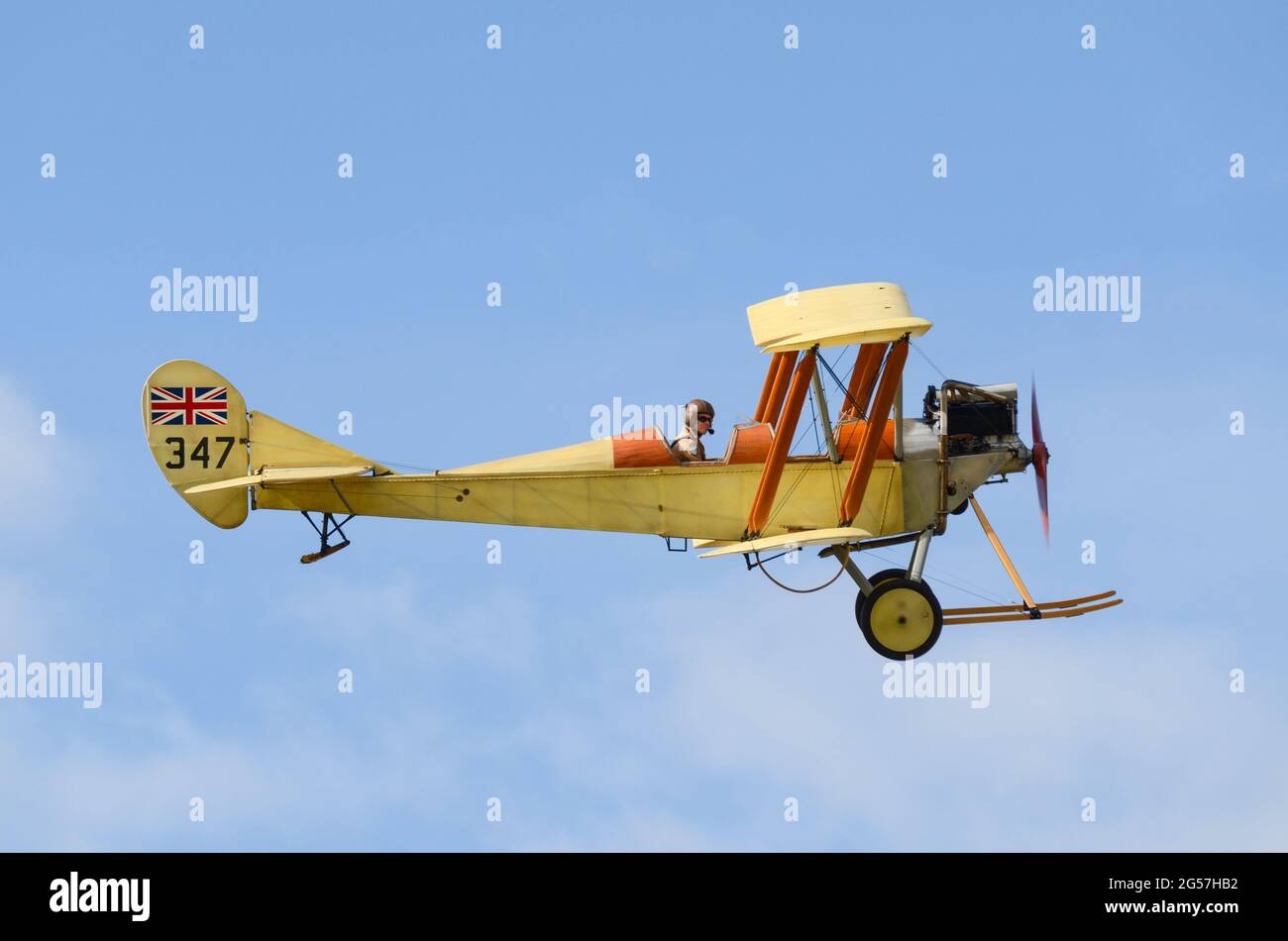 Royal Aircraft Factory B.E.2c biplane flown by pilot Matthew Boddington ...