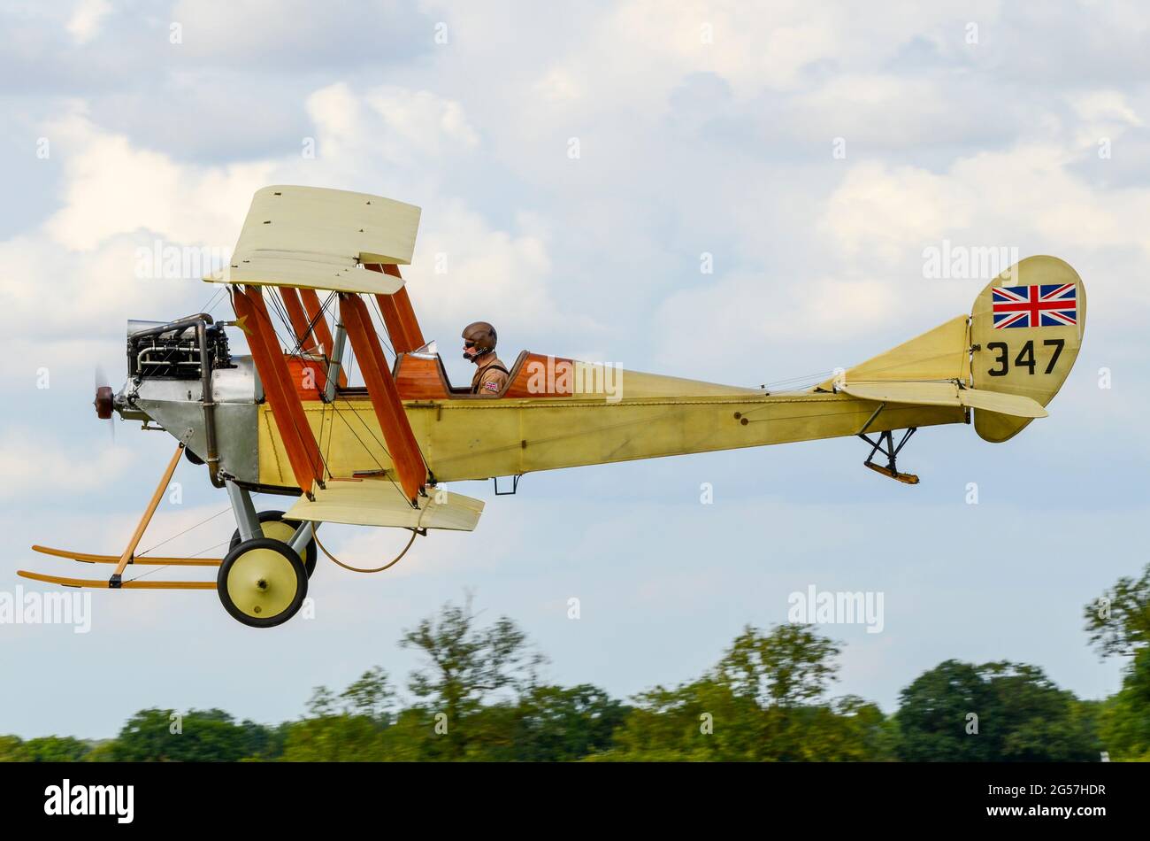 Royal Aircraft Factory B.E.2c biplane flown by pilot Matthew Boddington ...
