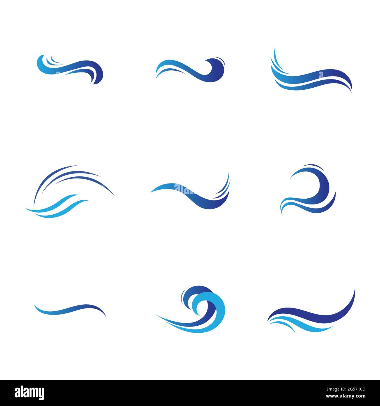 Set of blue sea waves. water wave logo set illustration design template ...