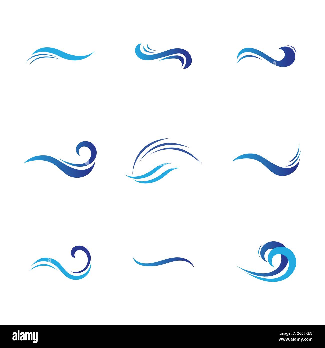 Set of blue sea waves. water wave logo set illustration design template ...