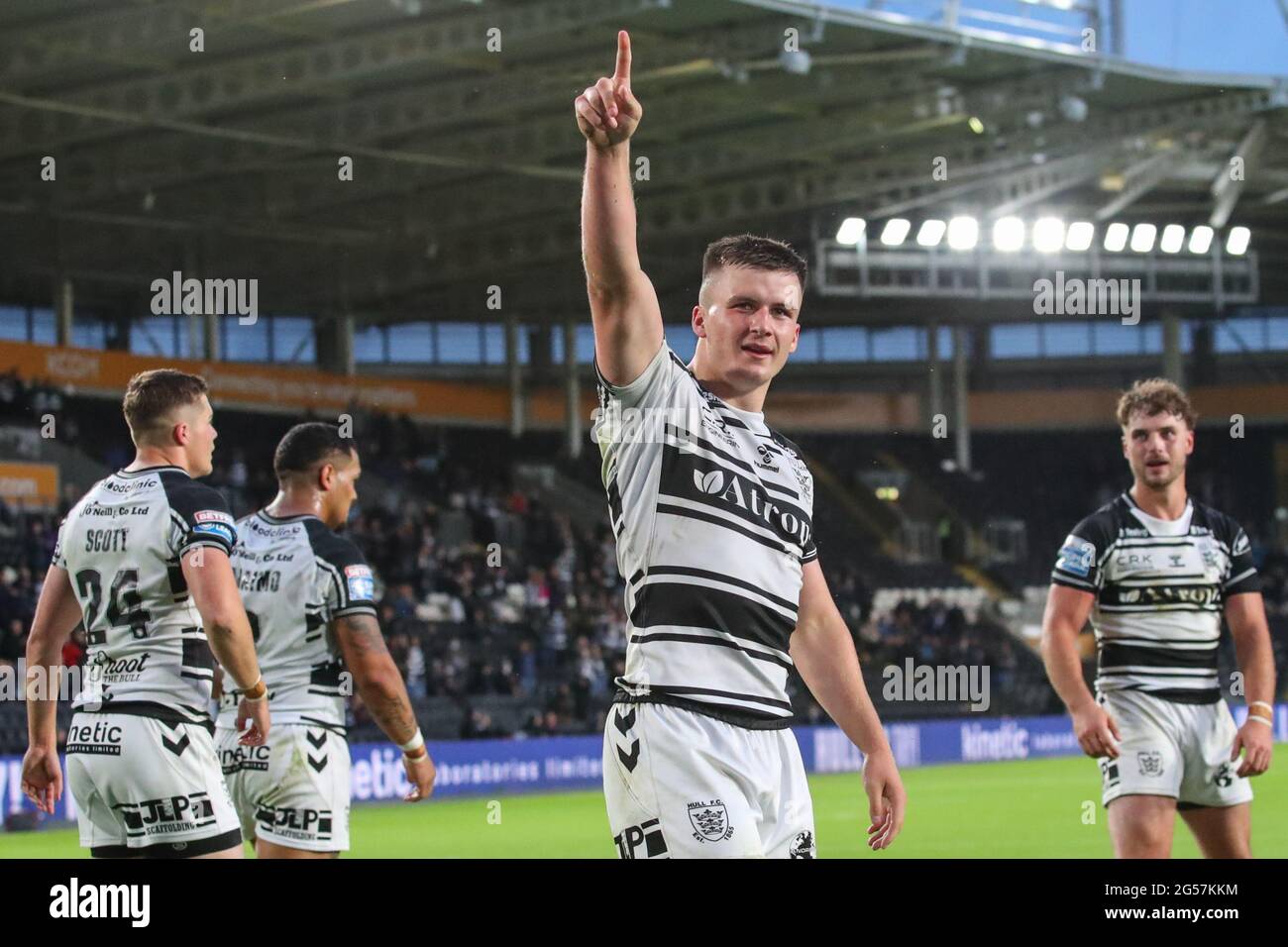 Connor Wynne (23) of Hull FC celebrates his try Stock Photo - Alamy