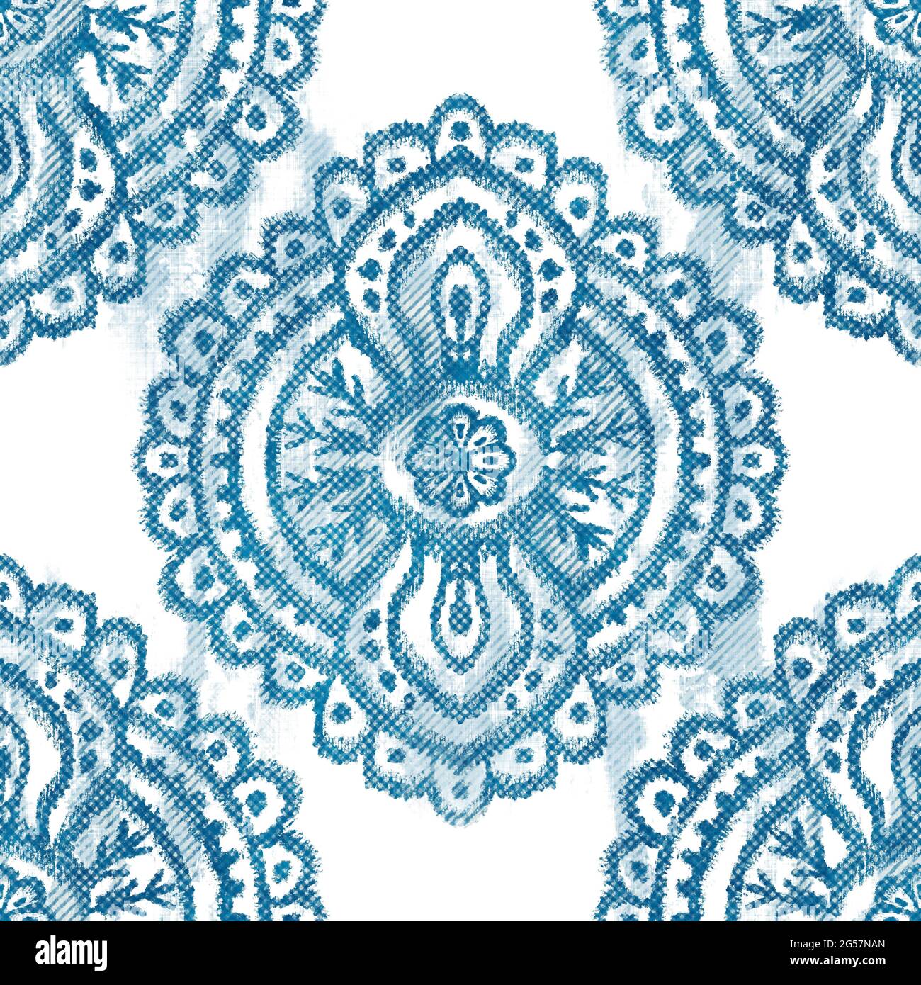 Seamless blue crosshatch tribal rug motif pattern Stock Photo - Alamy