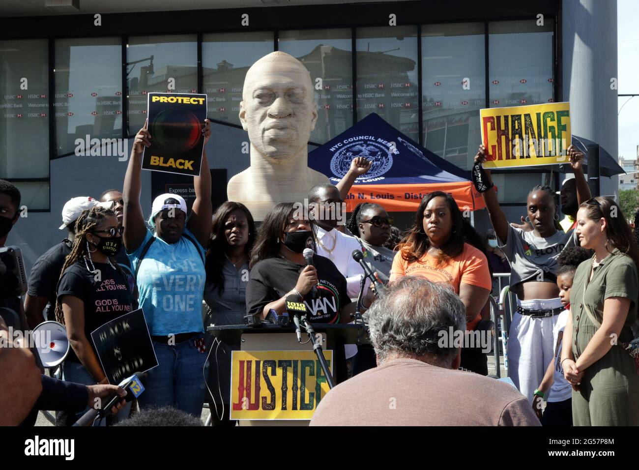New York, USA. 25th June, 2021. ASHELY SHARPTON (C) and DOMINIQUE ...