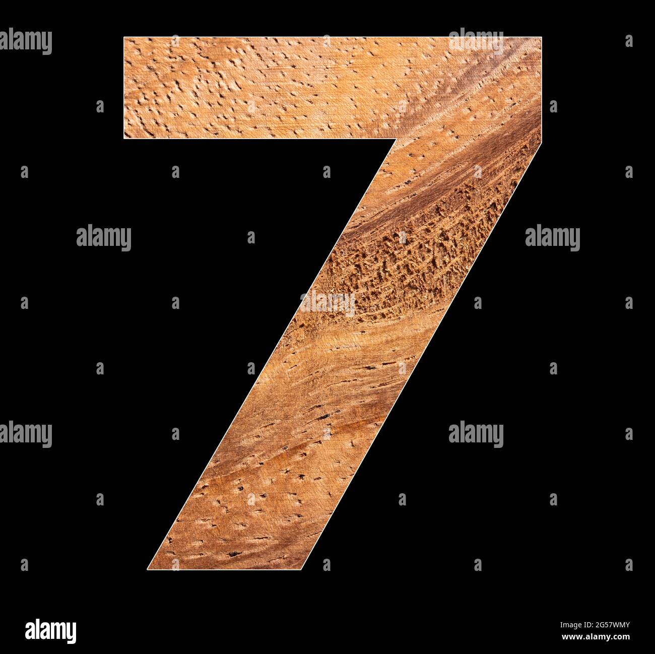 Digit 7 - Number in rustic wood on black background Stock Photo - Alamy