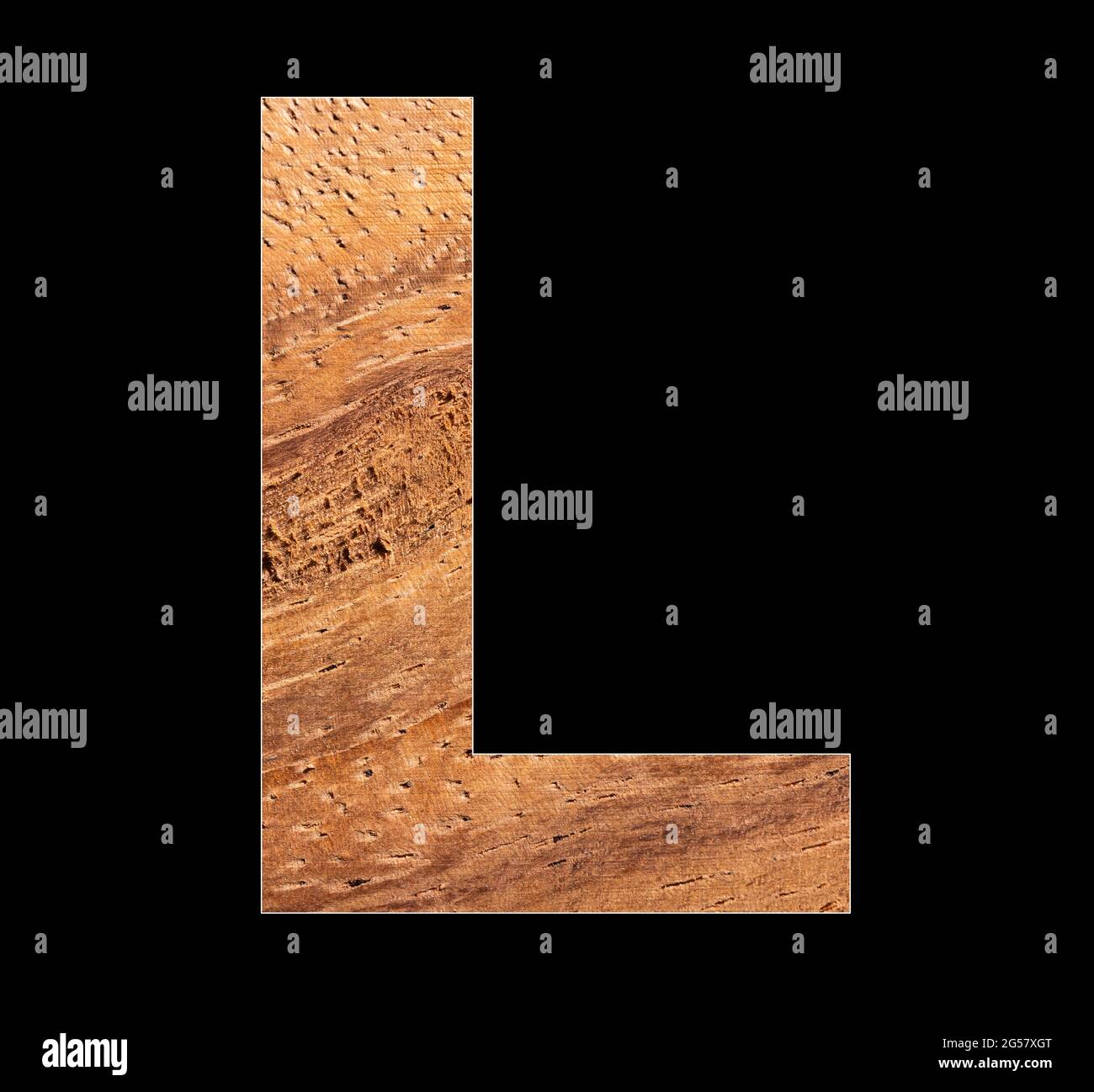 Wooden alphabet capital letter L - Black background Stock Photo - Alamy