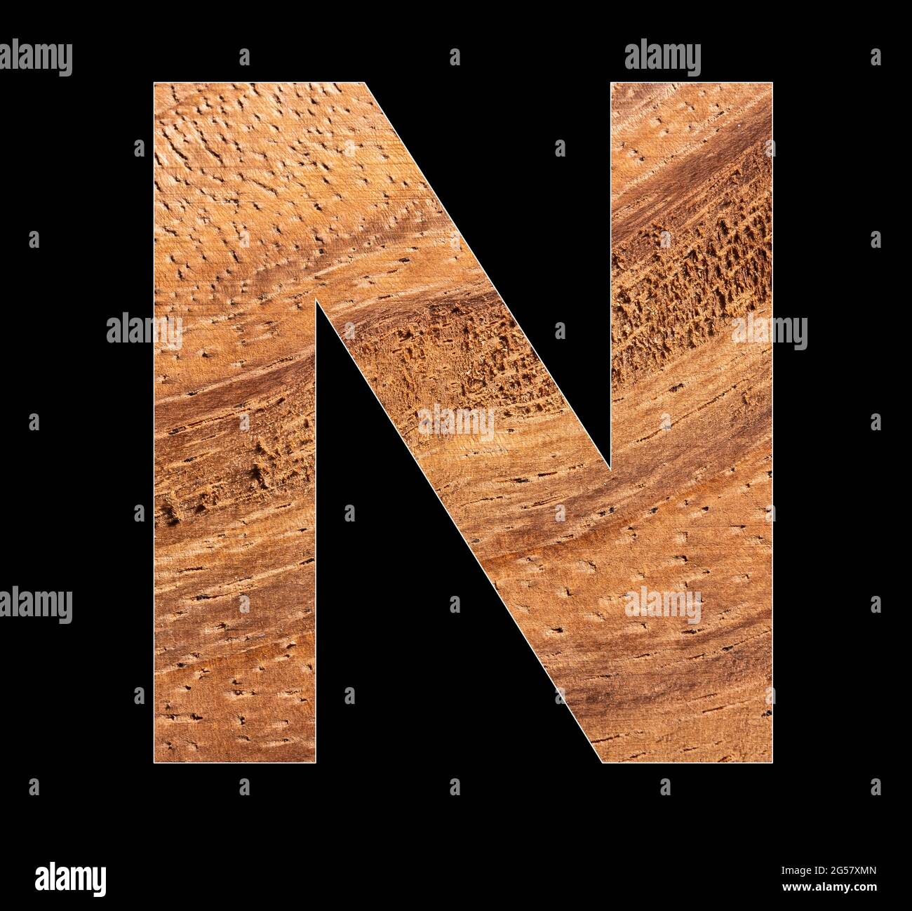 Wooden alphabet capital letter N - Black background Stock Photo - Alamy