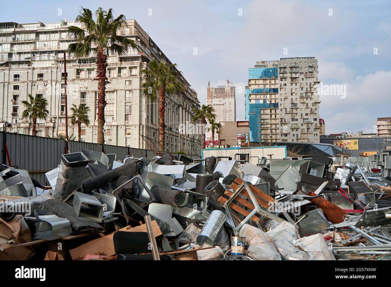 Landfill for construction waste. Construction site. Building ...