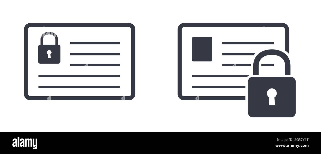 Security card or personal data card with lock symbol illustration ...