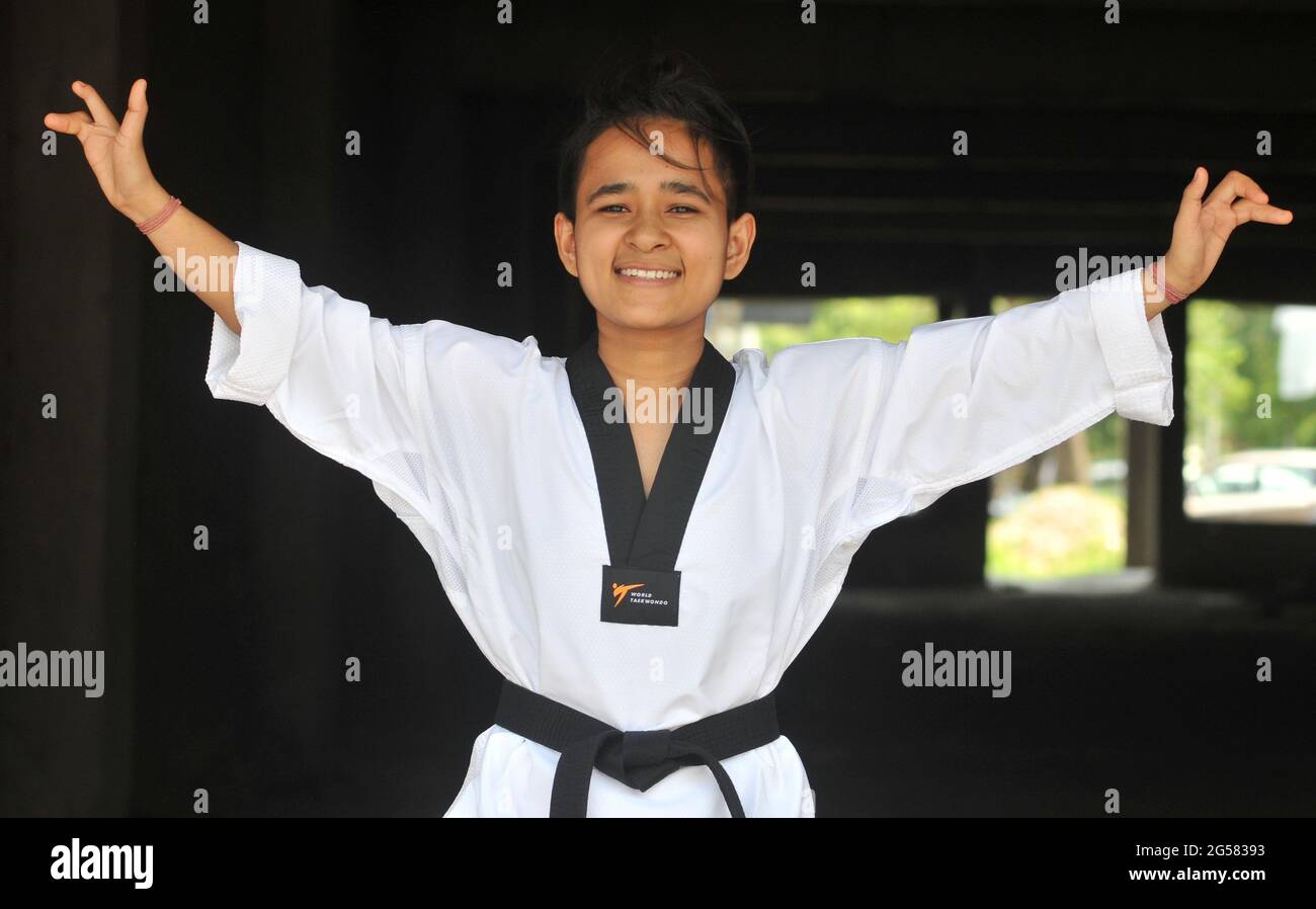 MOHALI, INDIA - JUNE 25: Para-athlete Taekwondo palyer Aruna Tanwar ...