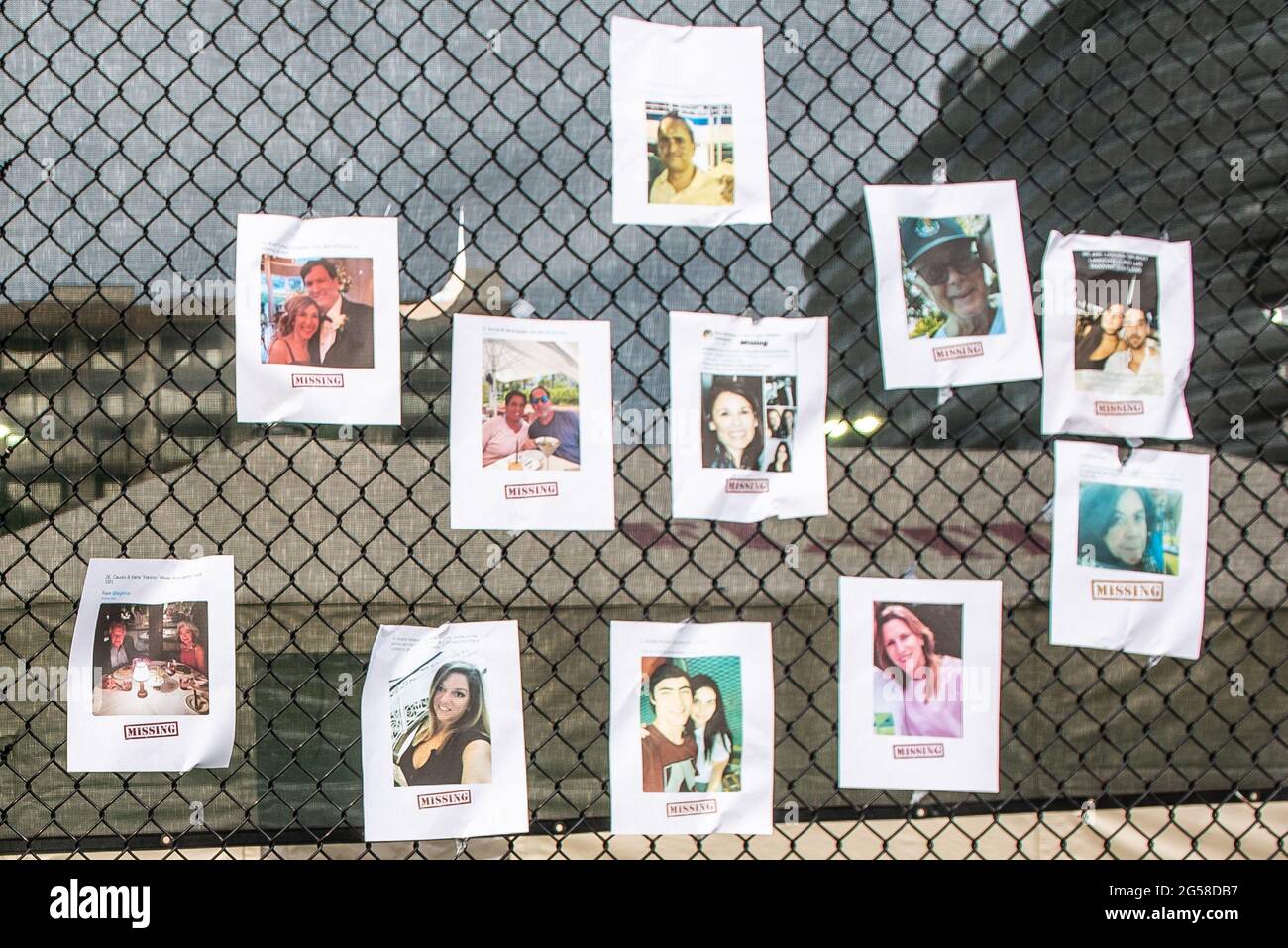 Surfside, Florida, USA. 25th June, 2021. USA: Missing People signs hung ...