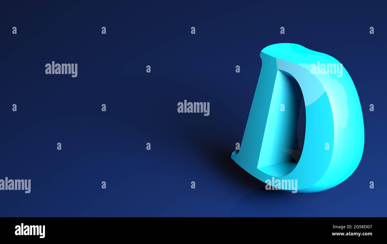 Blue background with D letter - 3D rendering illustration Stock Photo ...