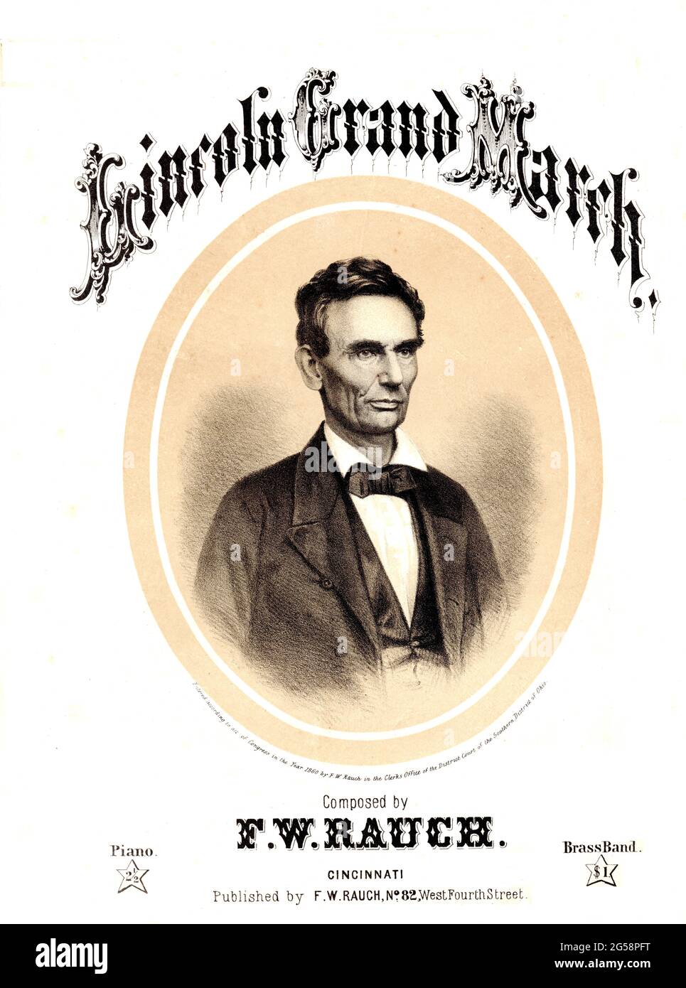 Lincoln Grand March, 1860 sheet music Stock Photo - Alamy