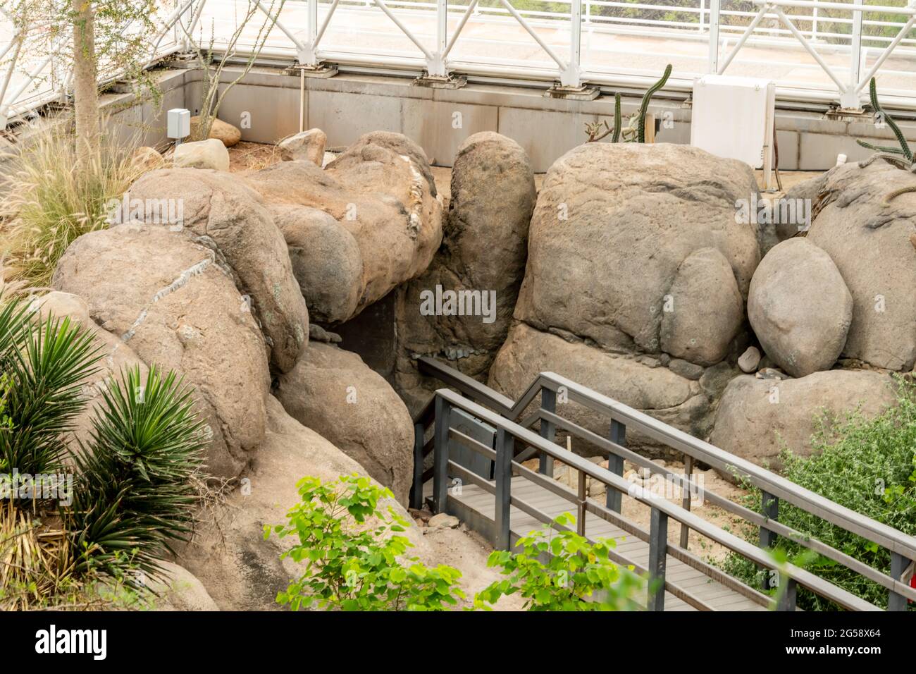 Biosphere 2 - Fog Desert Boulders Stock Photo - Alamy