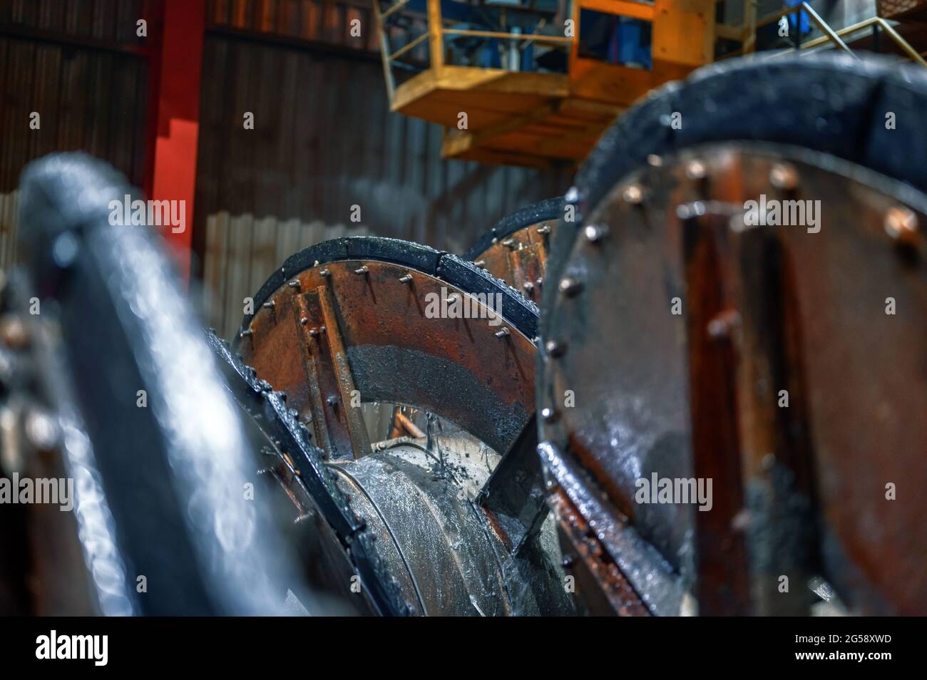 Mining and processing plant. Wet sand grading process Stock Photo - Alamy