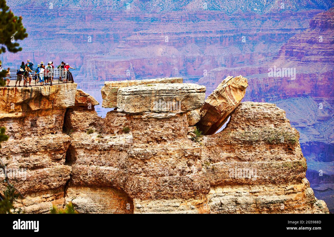 Grand Canyon, Arizona, USA, - June 23, 2021: Tourist at Mather Point ...