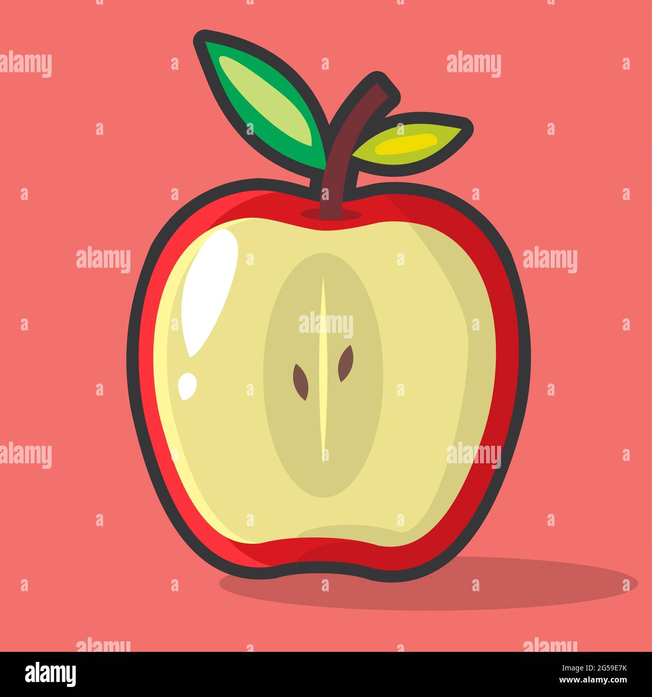apple fruit slice vector illustration in flat style Stock Vector Image ...