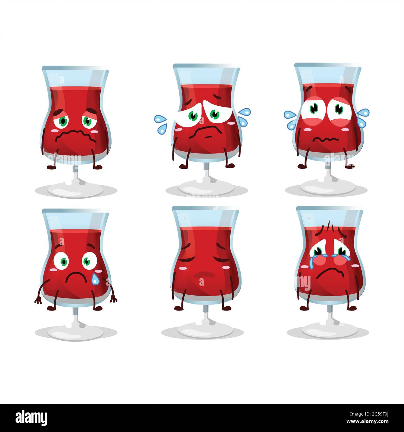 Red wine cartoon character with sad expression. Vector illustration ...