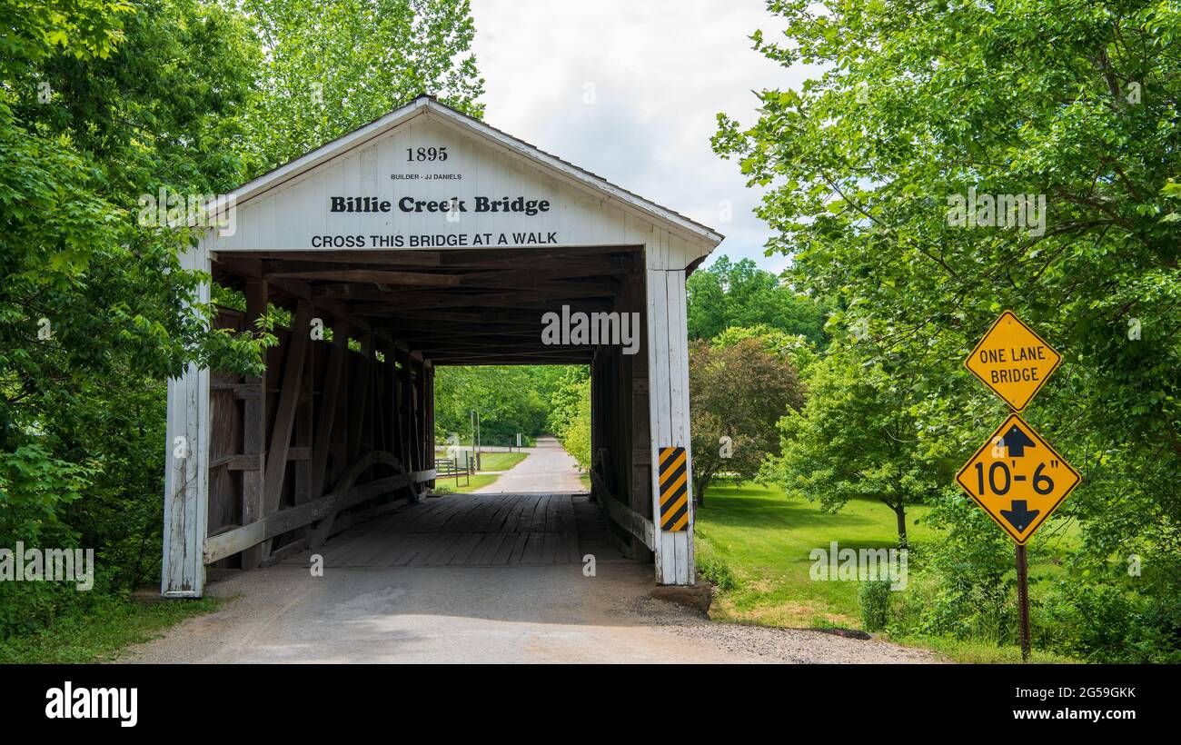The Billie Creek Covered Bridge over Williams Creek near Rockville in ...