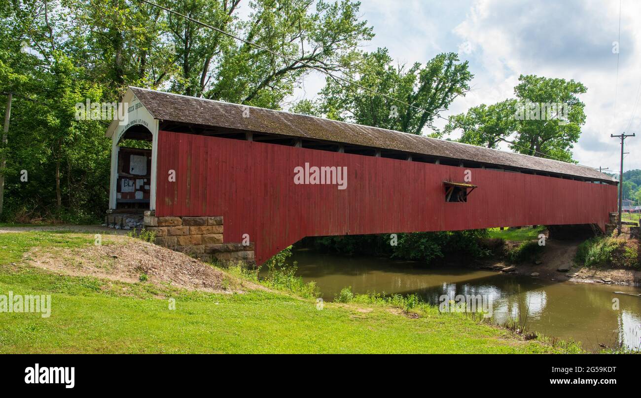 The Mecca Covered Bridge crossing Big Raccoon Creek East of Mecca in ...