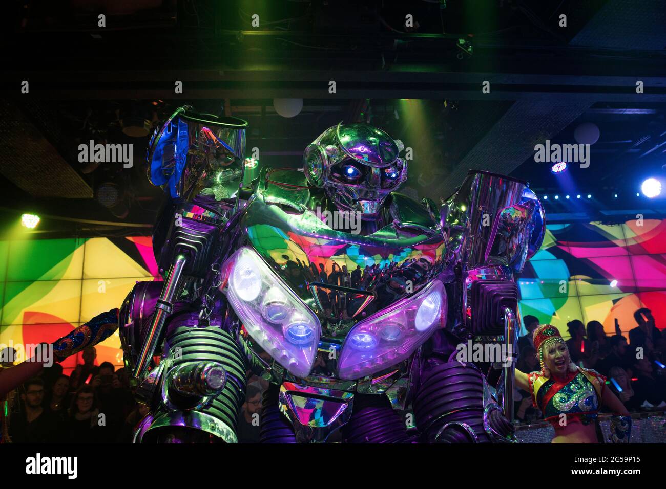 A performing robot at a show in The Robot Restaurant in Tokyo, Japan ...