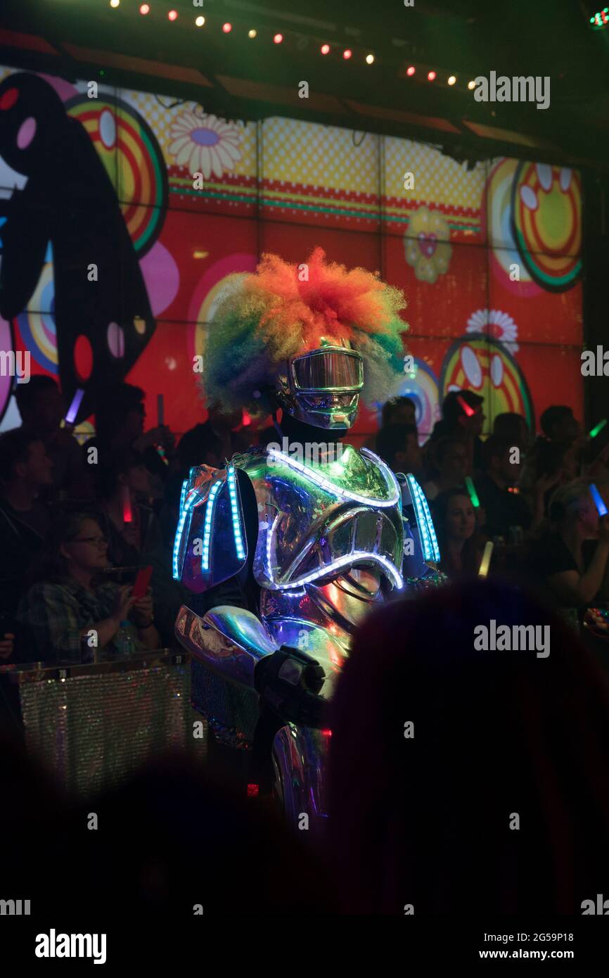 A performing robot at a show in The Robot Restaurant in Tokyo, Japan ...