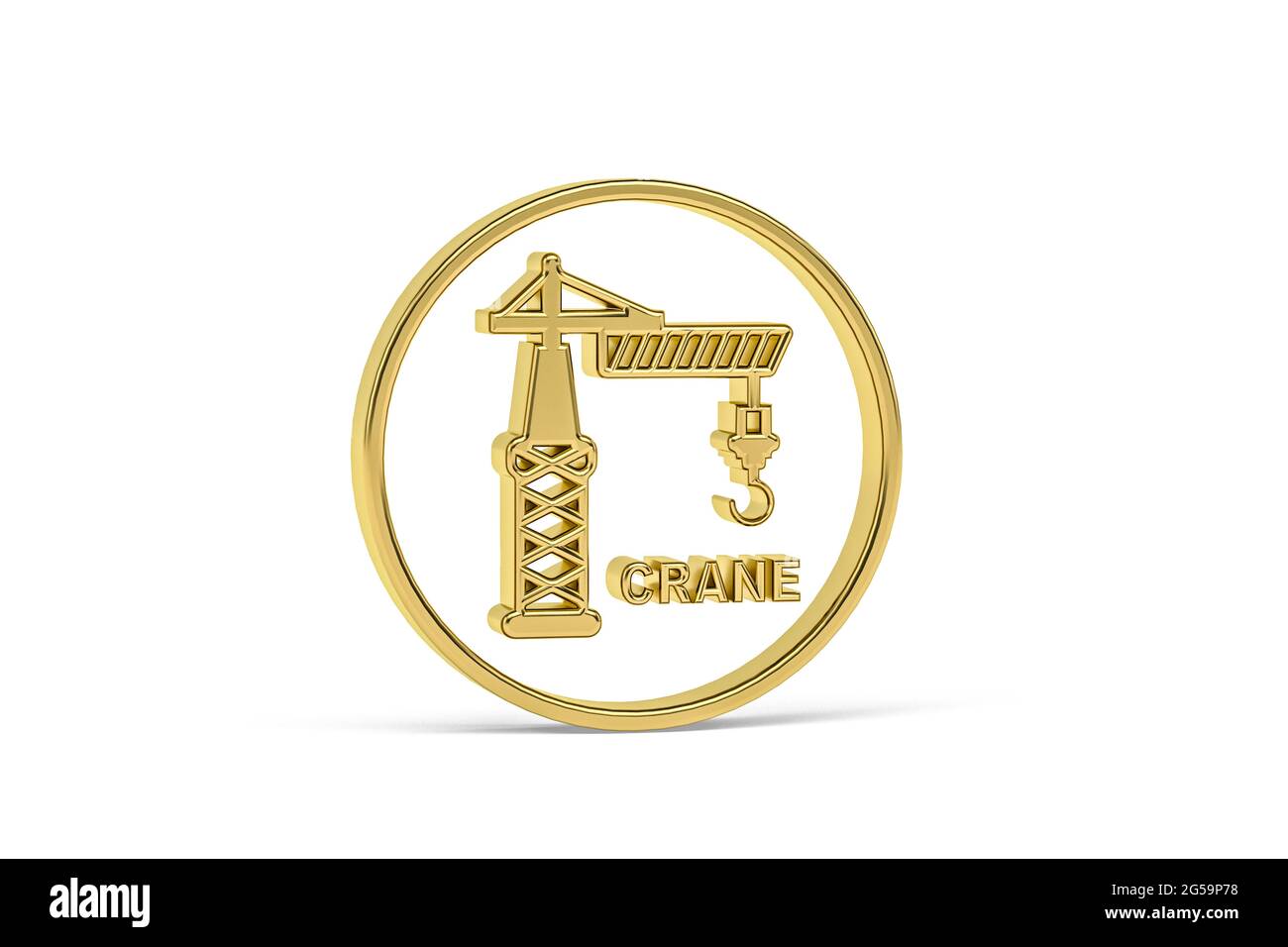 Golden 3d crane icon isolated on white background - 3D render Stock ...