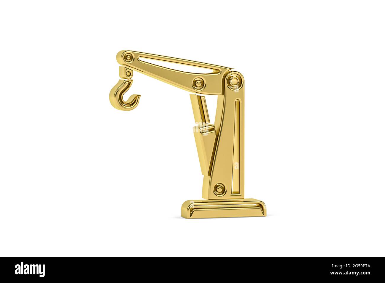 Golden 3d crane icon isolated on white background - 3D render Stock ...