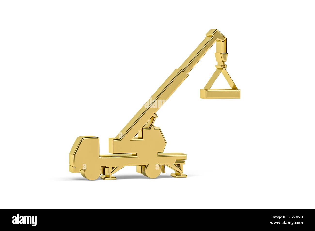 Golden 3d crane icon isolated on white background - 3D render Stock ...