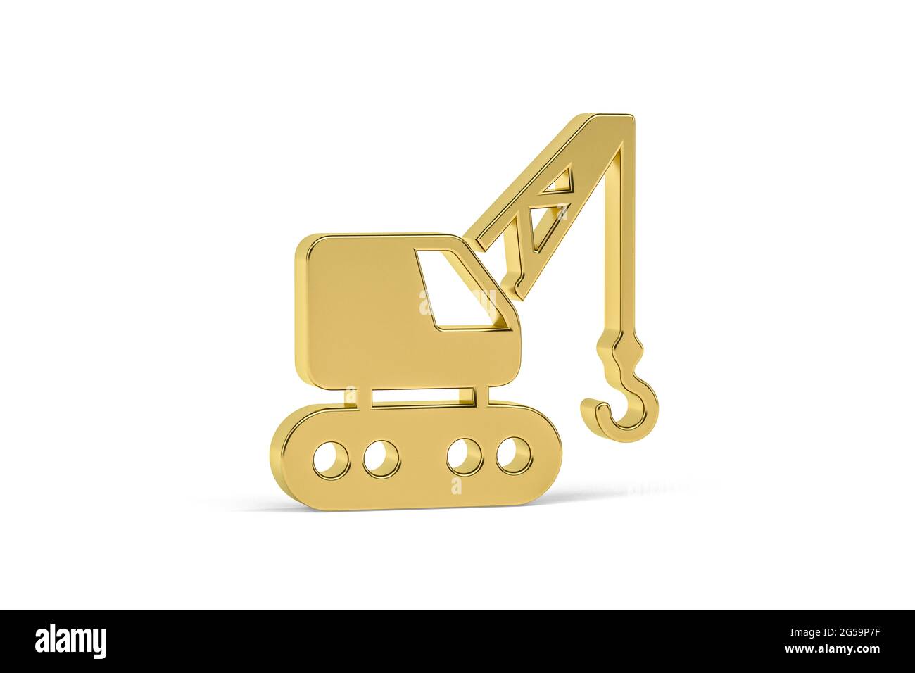 Golden 3d crane icon isolated on white background - 3D render Stock ...