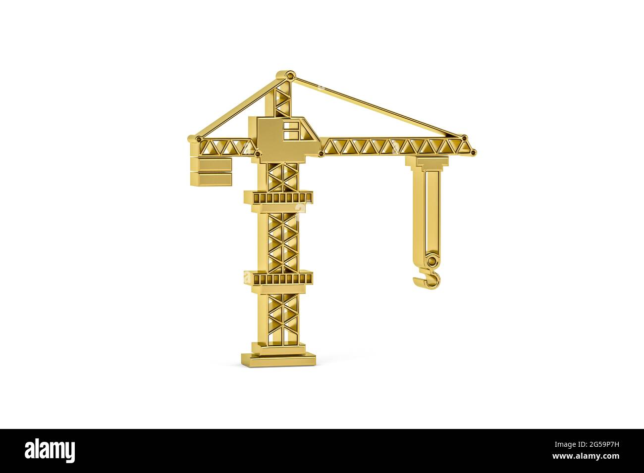 Golden 3d crane icon isolated on white background - 3D render Stock ...
