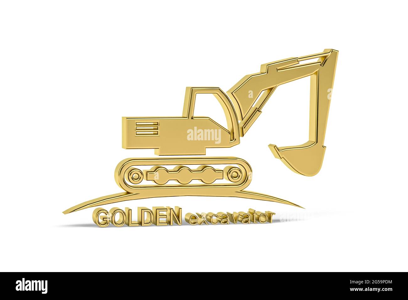 Golden 3d excavator icon isolated on white background - 3D render Stock ...