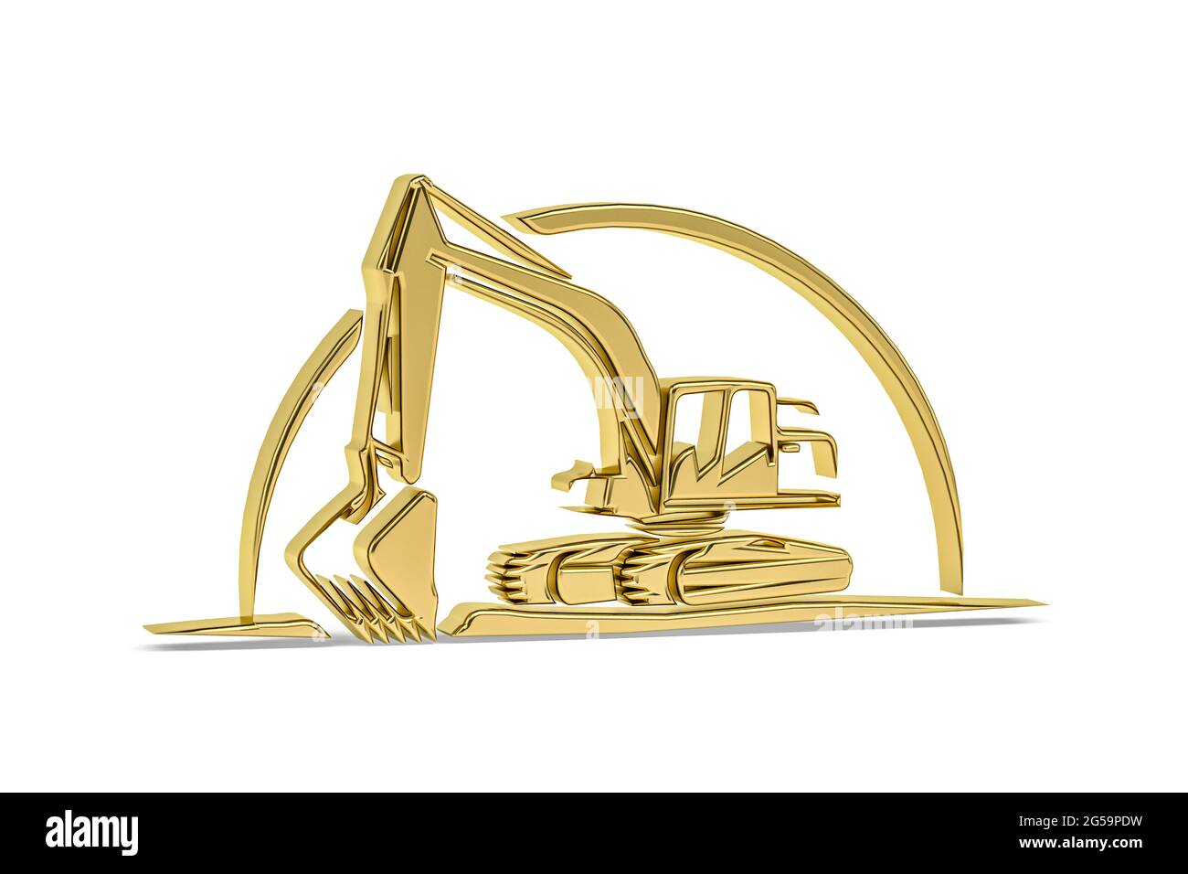 Golden 3d excavator icon isolated on white background - 3D render Stock ...