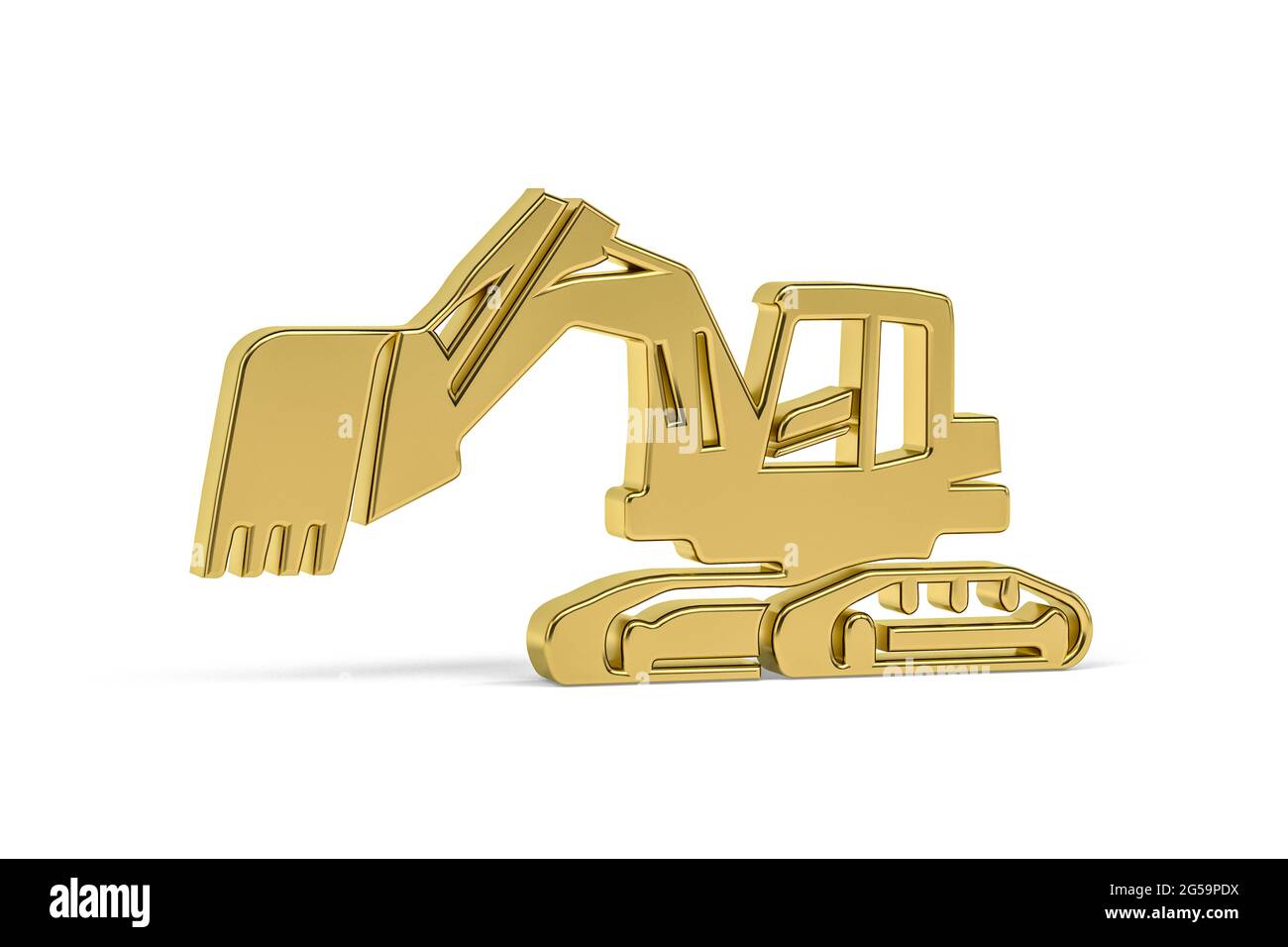 Golden 3d excavator icon isolated on white background - 3D render Stock ...