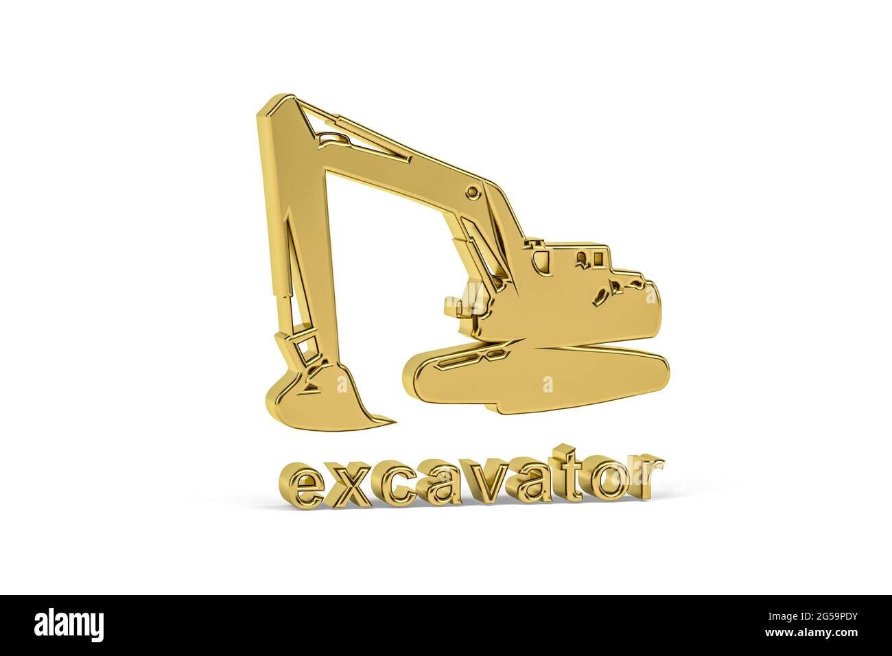 Golden 3d excavator icon isolated on white background - 3D render Stock ...