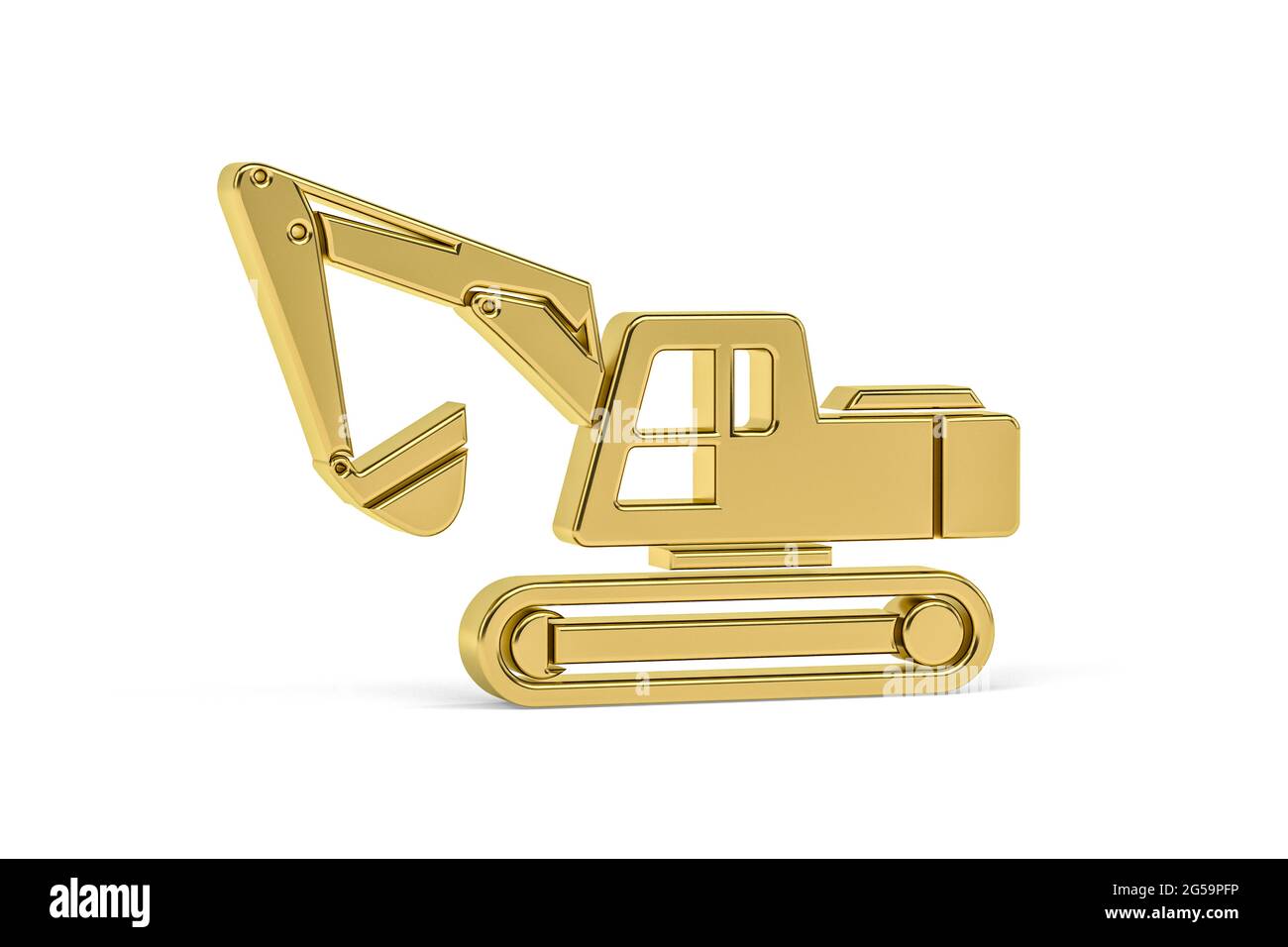 Golden 3d excavator icon isolated on white background - 3D render Stock ...