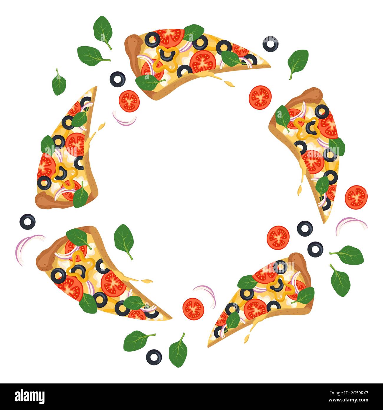 Bright round frame with pizza slices Stock Vector Image & Art - Alamy