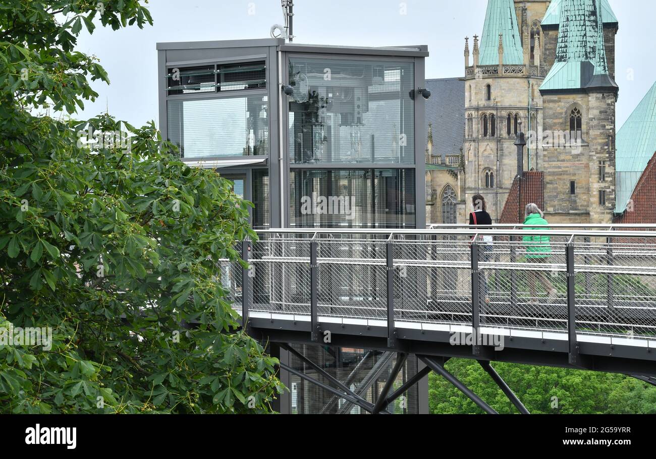 Erfurt, Germany. 24th June, 2021. The newly built elevator system at ...