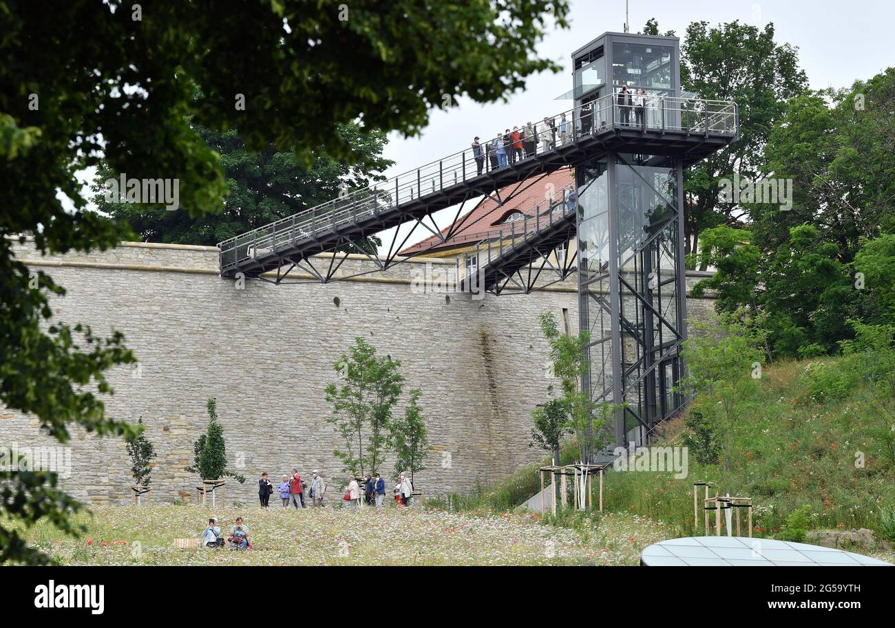 Erfurt, Germany. 24th June, 2021. The newly built elevator system at ...