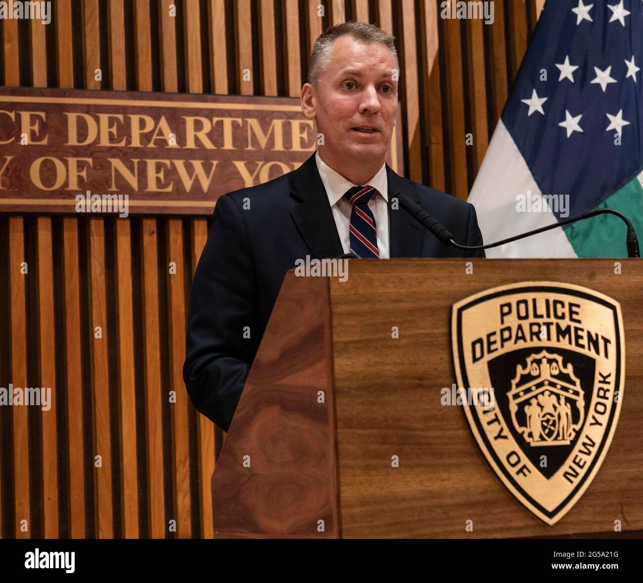 Police Commissioner Dermot Shea speaks at NYPD briefing regarding ...