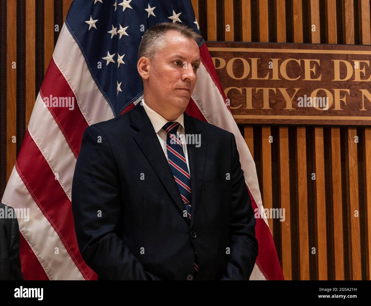 New York, USA. 25th June, 2021. Police Commissioner Dermot Shea attends ...